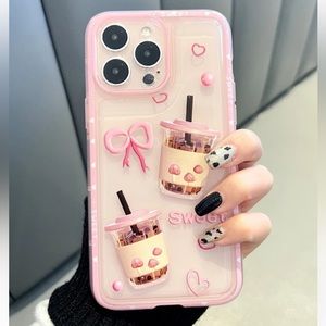 Cell Phones & Accessories | New Milk Tea Pattern Clear Phone Case ...